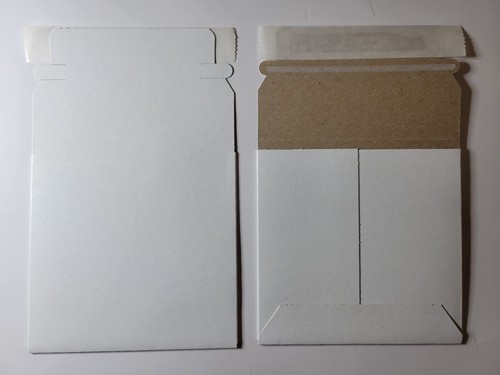 50 STAY FLATS 5 1/8 x 5 1/8" WHITE SELF SEAL CARDBOARD PWE CD CARD ...