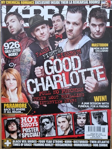 KERRANG! Issue 1349 Feb 5 2011, Good Charlotte, Paramore, Mastodon Ex ...