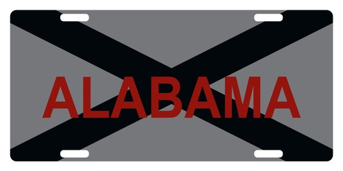 Alabama State Flag License Plate Gray & Black Version Alabama | eBay