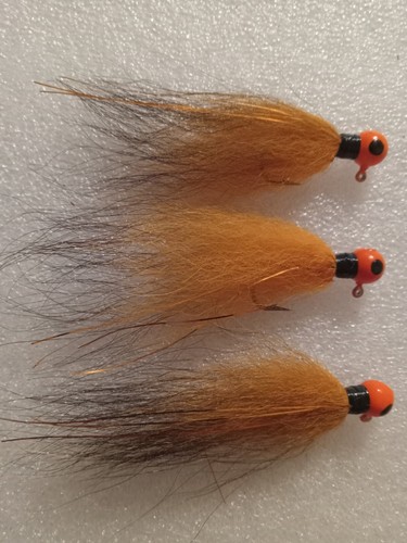 Smoo's Custom Jigs (3) 1/8 Oz. Arctic Fox Hair Jigs Orange/Black. *239 ...