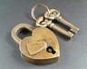 Vtg. Style♡ Love Valentines HEART LOCK, 2 SKELETON Keys Brass Antique 3 ...