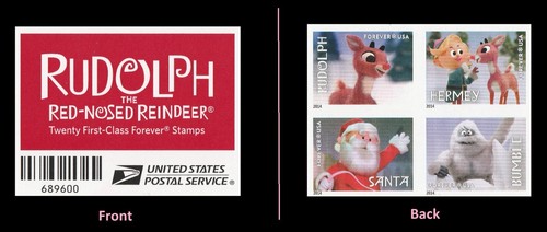 US 4949c Rudolph Red-Nosed Reindeer imperf NDC label block 4 MNH 2014 ...
