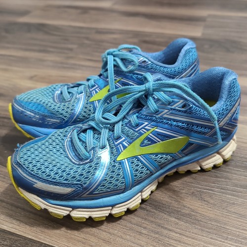 Brooks GTS 17 Women's Blue Volt Green Metallic Running Shoes - Size 6 ...