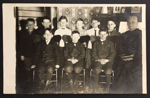 Early 1900s RPPC Upper Class Class of Boys w/ Teacher KRUXO Creepy ...