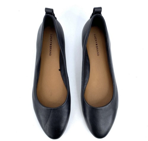 Lucky Brand Canison Ballet Flats Comfort Black Leather Slip On Shoes ...