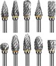 12pc Ball Round Diamond Burr Drill Bit Set 150 Grit 1/32"-1/4" Head 1/8 ...