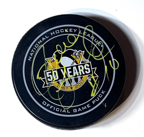 Pierre Larouche Pittsburgh Penguins Signed Official Game 50 Years Puck ...