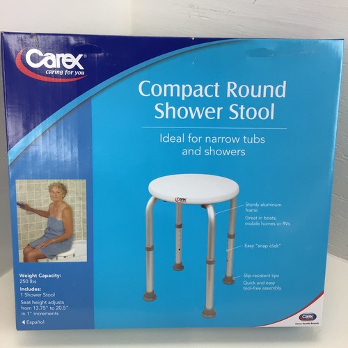 Carex Compact Adjustable Height Bath Stool Shower Seat Aluminum ...