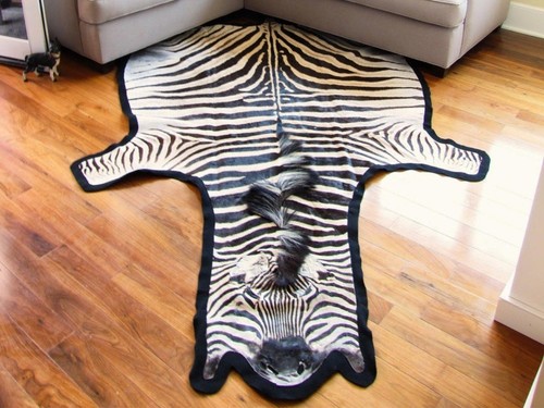 XLarge Real ZEBRA RUG WITH FELT BACKING! 100% WOOL HAND MADE | eBay