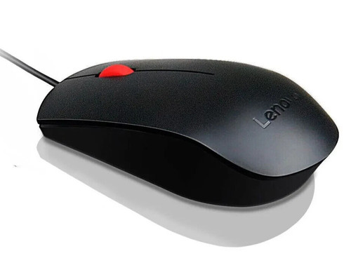 Lenovo Essential USB Mouse Wired 2-Button Black Red Scroll Wheel ...