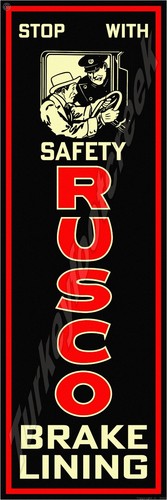 Rusco Brake Lining Advertising Metal Sign 2 Sizes to Choose From | eBay
