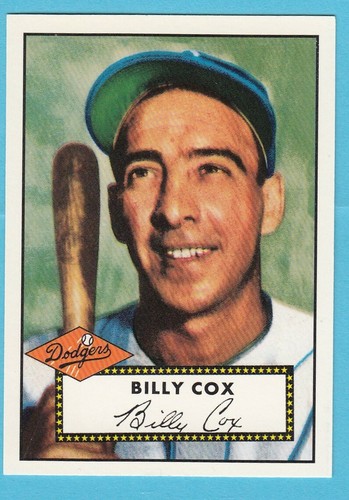 1952 Topps Baseball Reprint # 232 Billy Cox-- Brooklyn Dodgers -- Box ...
