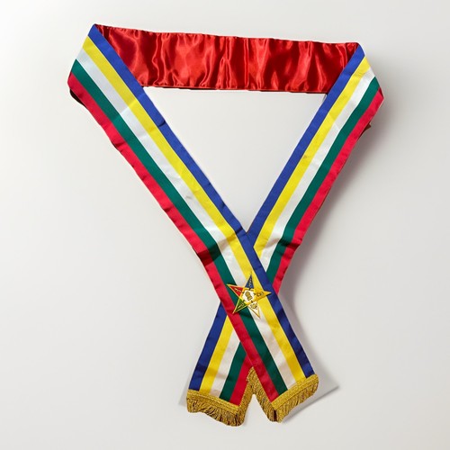 MASONIC ORDER OF THE EASTERN STAR OES FIVE COLOR SASH NECK BANNER FLAG ...