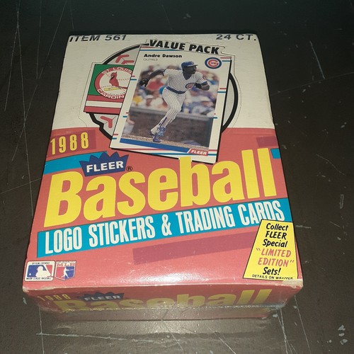 1988 Fleer MLB Baseball Trading Cards & Logo Stickers Wax Box 36 Sealed ...