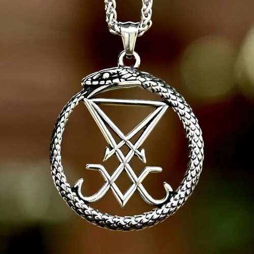 Stainless Steel Men's Necklace Snake Lucifer Satan Signet Amulet Punk ...