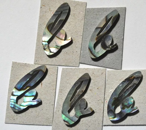 5 Letters Lowercase B in Paua Abalone 10.15mm x 15.75mm x 1.5mm ...
