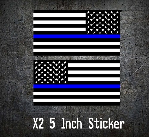 2x Blue Lives Matter Police USA American Thin BLUE Line Flag Car Decal ...