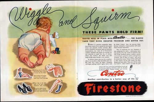1944 FIRESTONE TIRE AD -- DOUBLE PAGE WIGGLE & SQUIRM -- CONTRO | eBay
