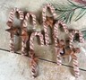 SET OF 3 ~ PRIMITIVE CANDY CANE CHRISTMAS ORNAMENTS RUSTY BELL STAR ...