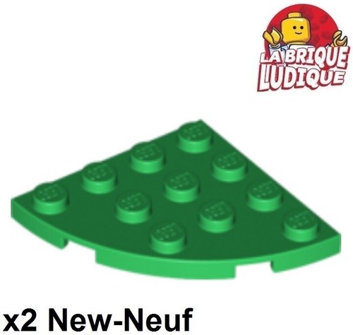 LEGO 2x Flat Round Plate Round Corner Quarter Circle 4x4 Green/Green ...