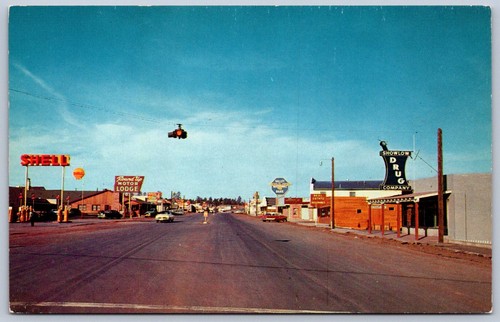 K46/ Show Low Arizona Postcard Chrome Farm Lumber Town Main Street 414 ...