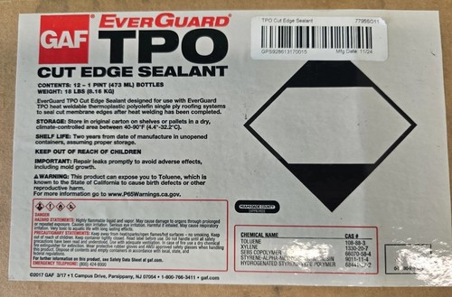 Lot of 6 GAF EverGuard TPO Cut Edge Sealant Single-Ply Pint Bottle | eBay