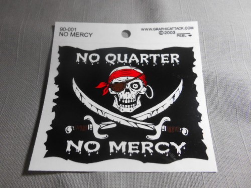 NO QUARTER MERCY Pirate Skull 4.75" Vinyl Decal Sticker Indoors ...