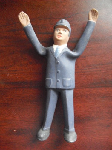 Vintage Rubber Hand Painted Railroad Conductor Man Figurine 6 1/4" Tall ...