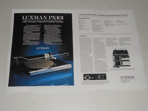 Luxman PX-101 Turntable Brochure 1983 Audiophile 2 pages, Specs ...