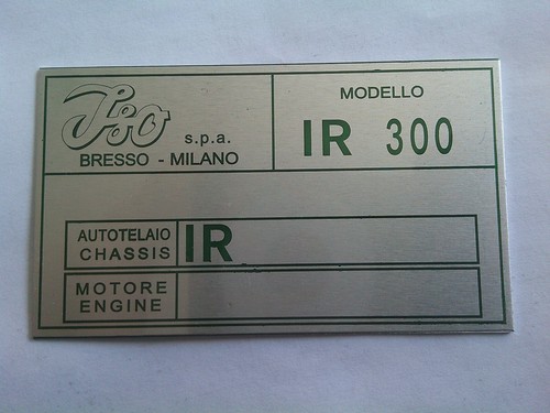 Type Plate Sign Iso Rivolta GT IR 300 Green S100 | eBay