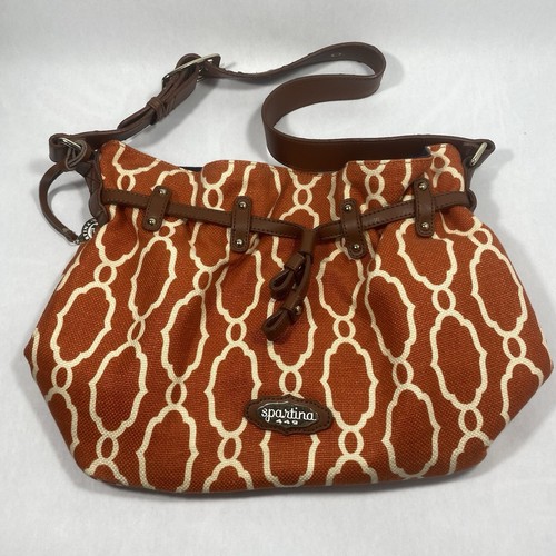 Spartina 449 Purse Tote Handbag Orange Geometric Brown Pattern ...
