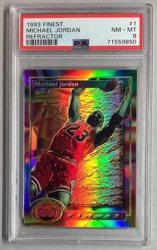 1993-94 TOPPS FINEST REFRACTOR BASKETBALL CARD #1 MICHAEL JORDAN, PSA 8 ...