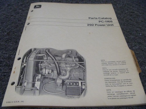 John Deere 292 Engine Power Unit Parts Catalog Manual PC-1168 | eBay