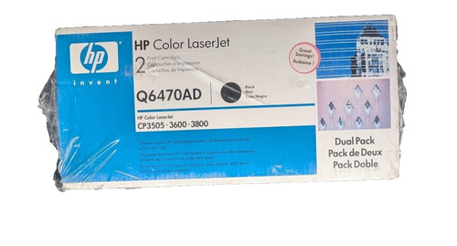 Pack of 2 HP LaserJet 501A / Q6470A Black Toner Cartridge CP3505, 3600 ...
