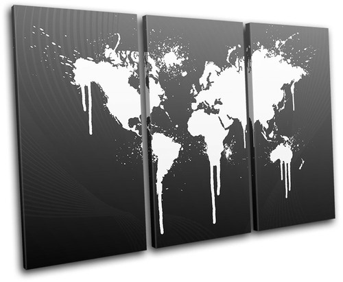 World Atlas Funky Cool Maps Flags TREBLE CANVAS WALL ART Picture Print ...