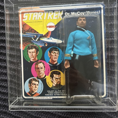 MEGO Star Trek Dr McCoy Five On Back EUC UNPUNCHED IN DISPLAY CASE | eBay