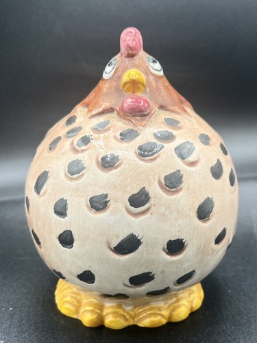Chicken Bank Figurine Farmhouse Decoration Hand Painted Ceramic 5” Tall ...