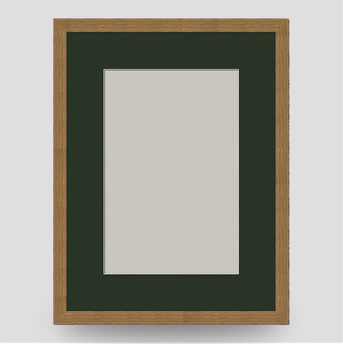 OAK STYLE 40x30cm PHOTO FRAME incl DARK GREEN Mount for 30x20cm PICTURE ...