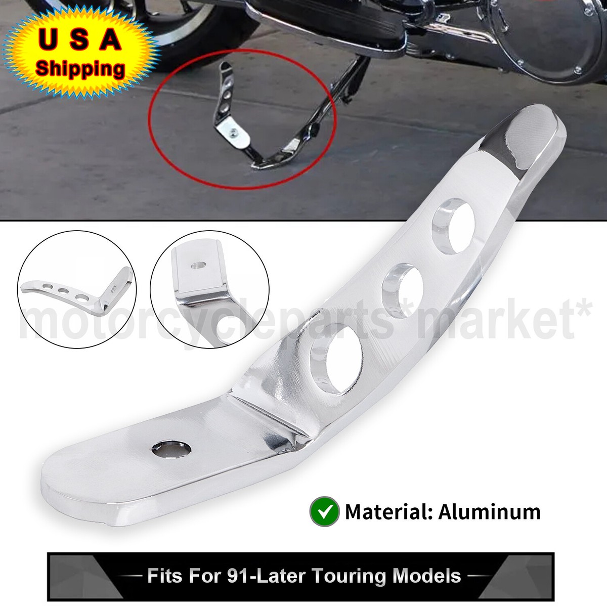 Harley Davidson Touring Kickstand Extension Chrome Black Motorcycle ...
