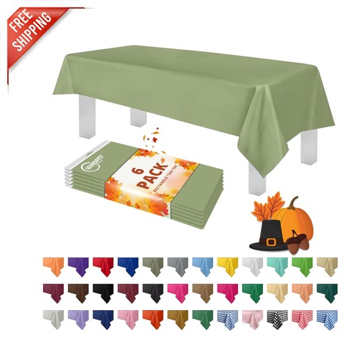 Durable Sage Plastic Table Covers - Ideal for 6-8ft Rectangle Tables, 6 ...