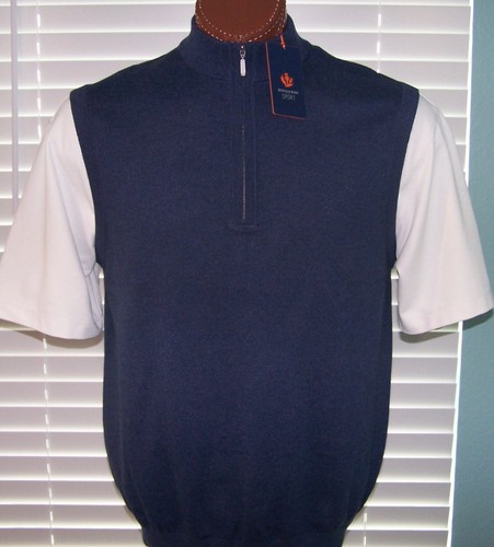 DONALD ROSS SPORT trimmer Lightweight 1/2 zip sweater VEST sz L NAVY | eBay