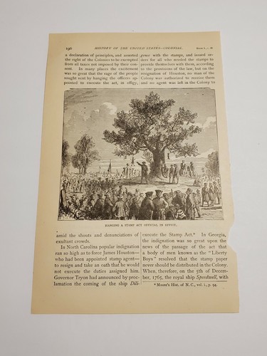 Hanging a Stamp Act official in Effigy c. 1882 Engraving | eBay
