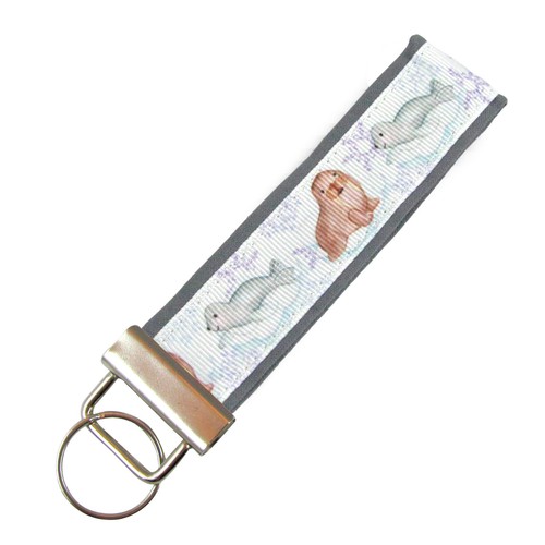 Seal Key Chain, Sea Lion Key Fob, Ocean Animal Fabric Keychain - Gray ...