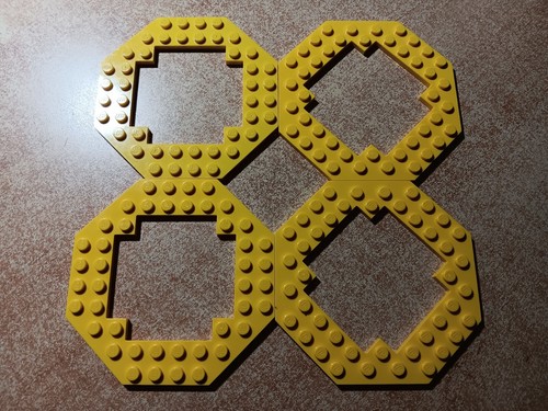 LEGO LOT 4 YELLOW MODIFIED PLATE OPEN CENTER 10X10 OCTAGONAL #6063 | eBay