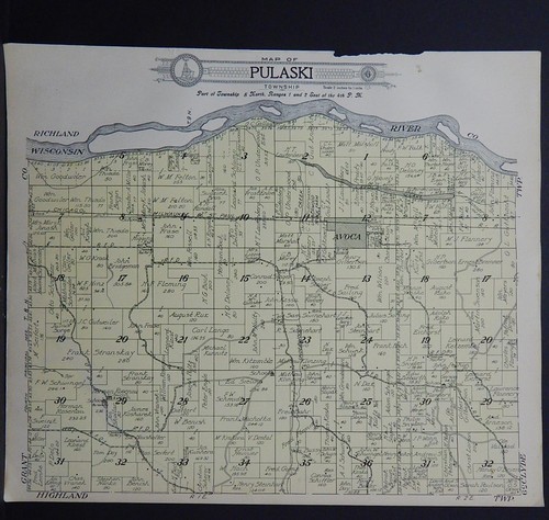 Wisconsin, Iowa County Maps, 1915 Township of Pulaski L21#90 | eBay