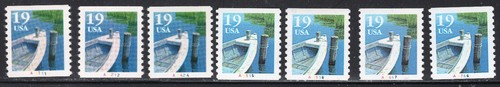 Lot of 7 2529 & 2529a 19c Fishing Boat Plate # - MNH see listing & scan ...