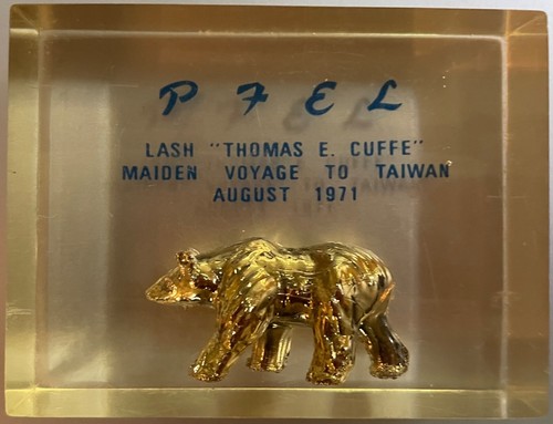 Vtg PFEL Lash "Thomas E. Cuffe" Maiden Voyage to Taiwan August 1971 ...