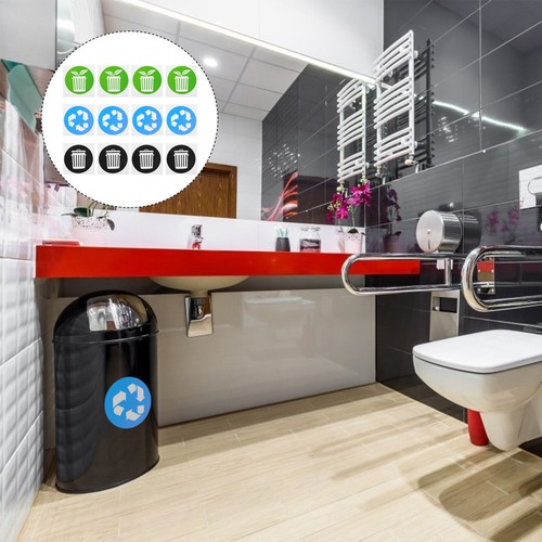 12 Pcs Self Adhesive Pvc Trash Can Recycling Stickers Label Decals ...