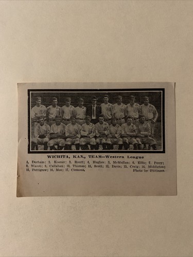 Wichita Witches KS Verne Clemons Scott Perry 1912 Baseball Small Team ...