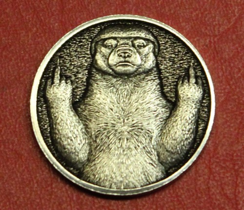 HOBO Nickel Honey Badger Giving the Finger made from a Real US Nickel ...